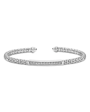 Lagos Sterling Caviar Spark Diamond Cuff Bracelet, 0.22 Tcw