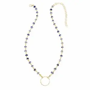 HEATHER HAWKINS Hammered Circle Pendant Necklace - Blue