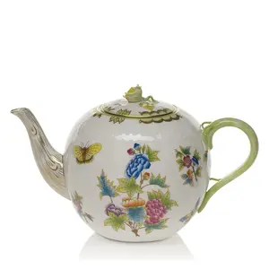 HEREND Queen Victoria Tea Pot With Rose - Multicolor