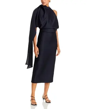 RÓHE One Drape Shoulder Open Back Dress