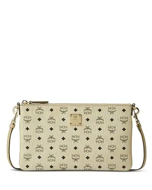 Mcm Aren Visetos Crossbody Pouch Bag - Beige/black