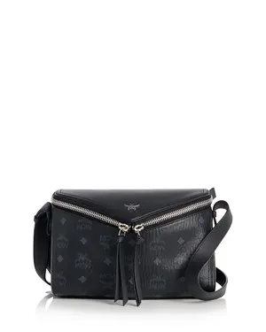 Mcm Small Diamant 3d Visetos Shoulder Bag - Black