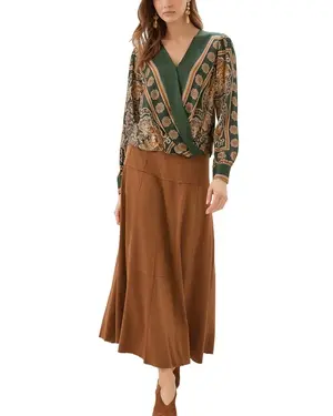 Karen Kane Long Sleeve Drape Front Top