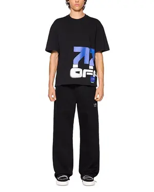 Off-White Cotton Diagonal Graphic Panel Carpenter Jeans