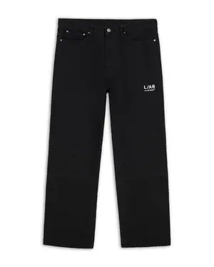 Off-White Cotton Diagonal Graphic Panel Carpenter Jeans