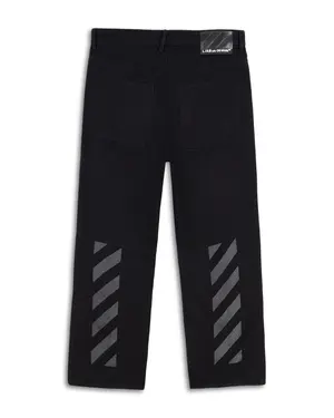 Off-White Cotton Diagonal Graphic Panel Carpenter Jeans