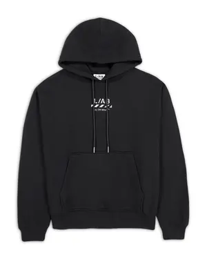 Off-White Cotton Diagonal Graphic Logo Drawstring Hoodie