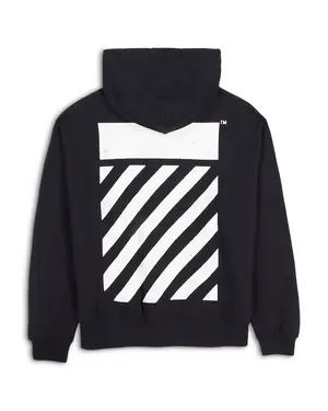 Off-White Cotton Diagonal Graphic Logo Drawstring Hoodie