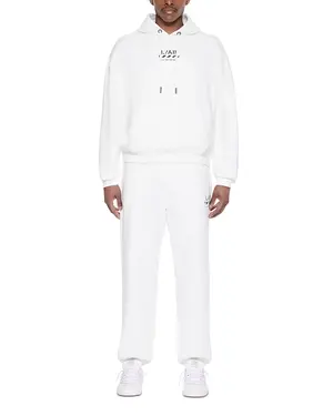 Off-White Cotton Diagonal Graphic Logo Drawstring Hoodie - White