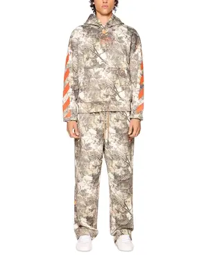 Off-White Cotton Camouflage Diagonal Graphic Logo Hoodie - Camo