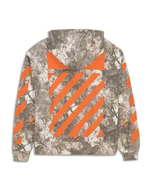 Off-White Cotton Camouflage Diagonal Graphic Logo Hoodie - Camo