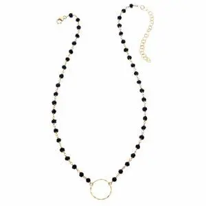 HEATHER HAWKINS Hammered Circle Spinel Necklace - Black