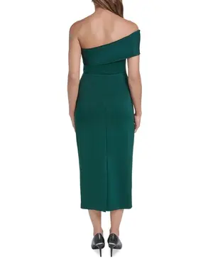Eliza J One Shoulder Side Pleat Midi Dress