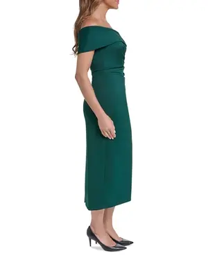 Eliza J One Shoulder Side Pleat Midi Dress