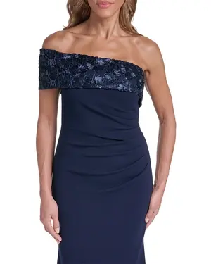Eliza J One Shoulder Side Pleat Gown