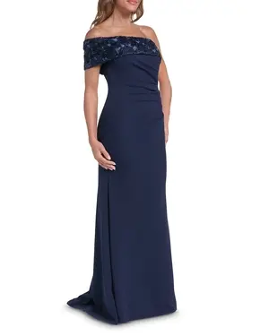 Eliza J One Shoulder Side Pleat Gown