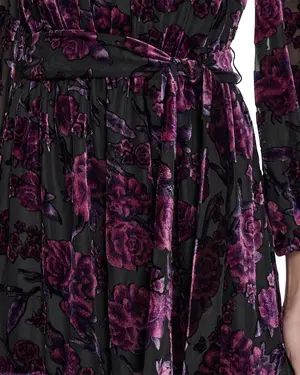 Eliza J V-neck Balloon Sleeve Dress - Black Wildberry