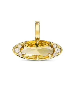 BY PARIAH 14k Yellow Ellipse Smokey Quartz & Diamond Pendant - Gold
