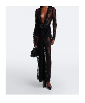 Dolce & Gabbana Gathered Cotton-blend Lace Maxi Dress