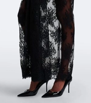 Dolce & Gabbana Gathered Cotton-blend Lace Maxi Dress