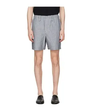 Issey Miyake Striped Jersey Shorts - Blue