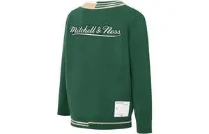 Mitchell & Ness Branded Contrasting V-neck Sweater - Green