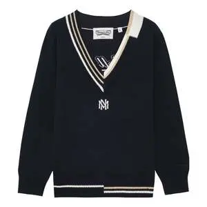 Mitchell & Ness Branded Contrasting V-neck Sweater