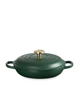 LE CREUSET Cast Iron Shallow Round Casserole Dish - Green