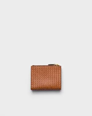 Prada Small Woven Madras Leather Wallet