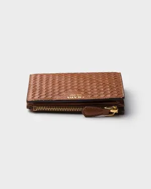 Prada Small Woven Madras Leather Wallet