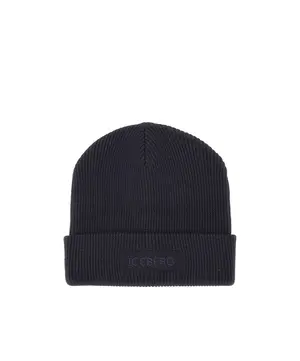 Iceberg Logo-embroidered Knitted Beanie Hat - Blue