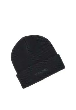 Iceberg Ribbed Logo Beanie Hat