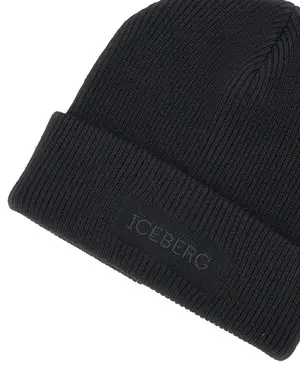 Iceberg Ribbed Logo Beanie Hat