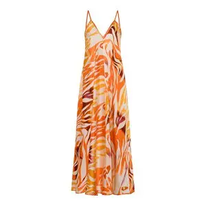 BELYED HANDCRAFT Floriane – Printed Crepe Silk Maxi Dress Belyed - Orange
