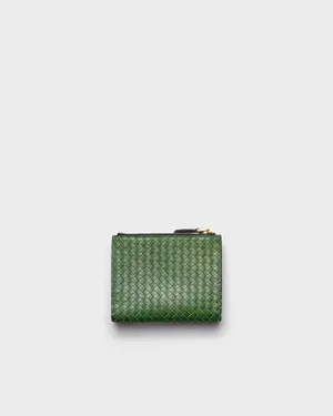 Prada Small Woven Madras Leather Wallet