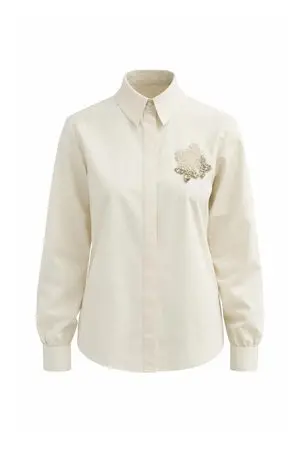 EXQUISE Embroidered Cotton Shirt