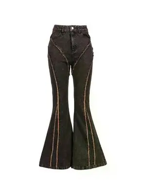 VIVAMUS Frayed-seam Flared Jeans - Black