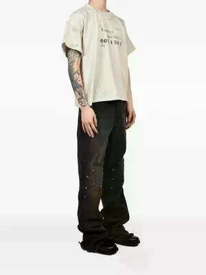 SEKRIT Cross-patch Flared Jeans - Black