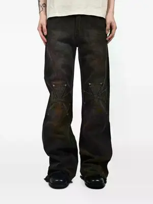 SEKRIT Cross-patch Flared Jeans