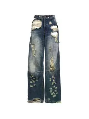 JADED LONDON Colossus Cut-out Distressed Jeans - Blue