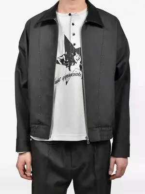 CEDARWOOD Studded Wool Bomber Jacket - Grey