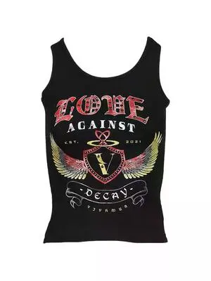VIVAMUS Graphic-print Cropped Tank Top - Black