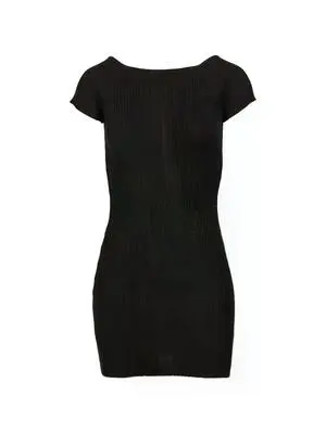 BOHEMSEO Ribbed Cap-sleeve Mini Dress - Black