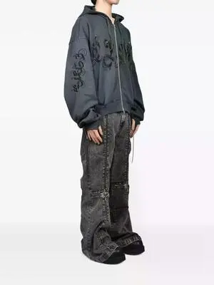 FINE CHAOS Washed Chaos Embroidered Hoodie