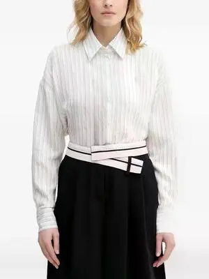 Sisley Striped Belted Shirt - White