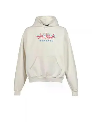 EVANGELI0N 95 Graphic-print Cotton Hoodie - Neutrals