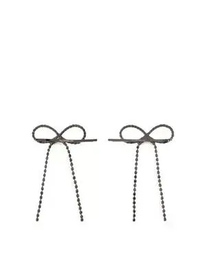 YELLOWSWALLOW Bow Stone-embellished Hair Clips