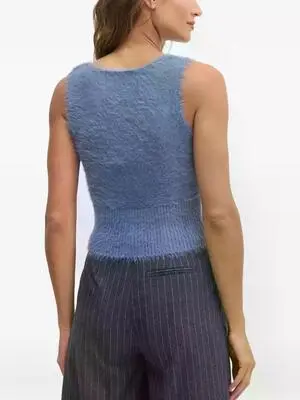 Sisley Fuzzy-knit Scoop-neck Top