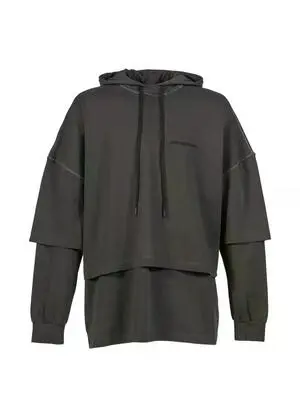 ARNODEFRANCE Layered-design Logo-print Hoodie - Grey