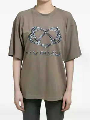 VIVAMUS Logo-print Crew-neck T-shirt - Brown